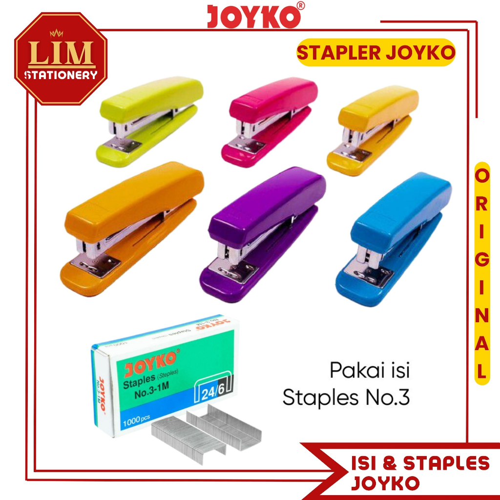 Jual Stapler Joyko / Staples Besar Warna / Isi Staples No.3 (Pcs) HD-50CL / NO.3-1M | Shopee ...