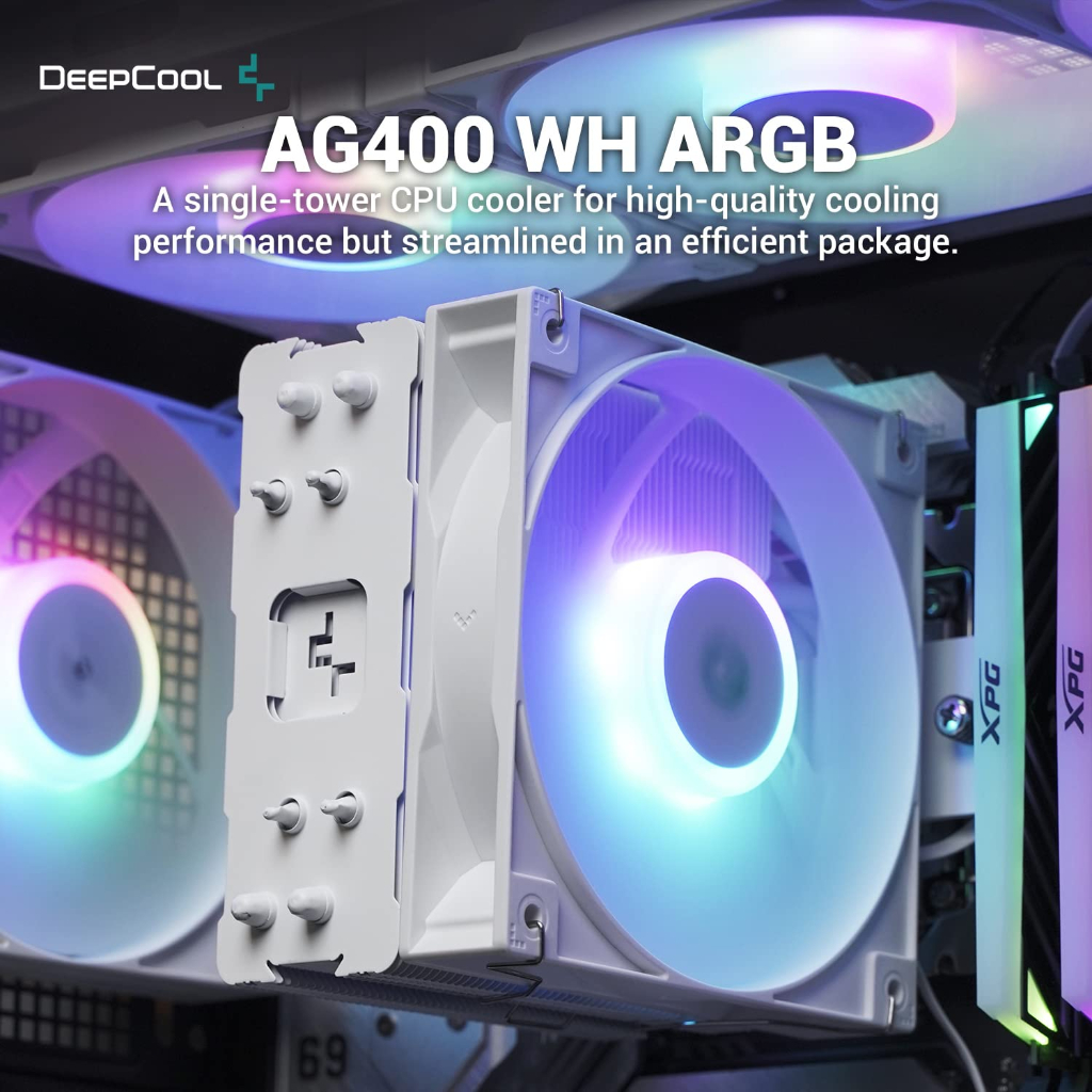 Jual DEEPCOOL AG400 WHITE ARGB SINGLE TOWER CPU PROCESSOR AIR COOLER ...
