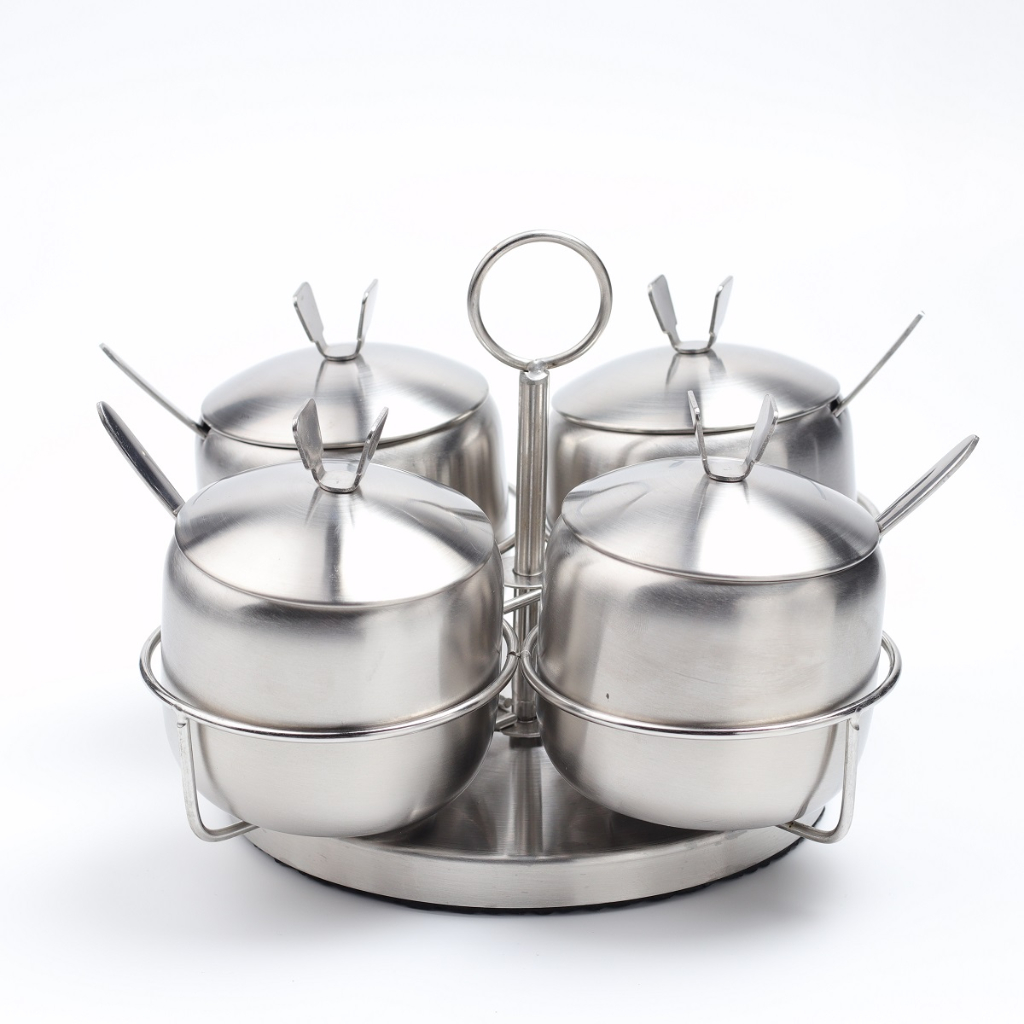 Jual CORFU CONDIMENTS SET TEMPAT BUMBU GULA SAMBAL PUTAR STAINLESS ...