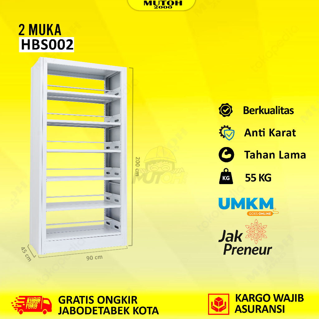 Jual RAK BUKU PERPUSTAKAAN 2 MUKA 6 RUANG MUTOH2000 | Shopee Indonesia