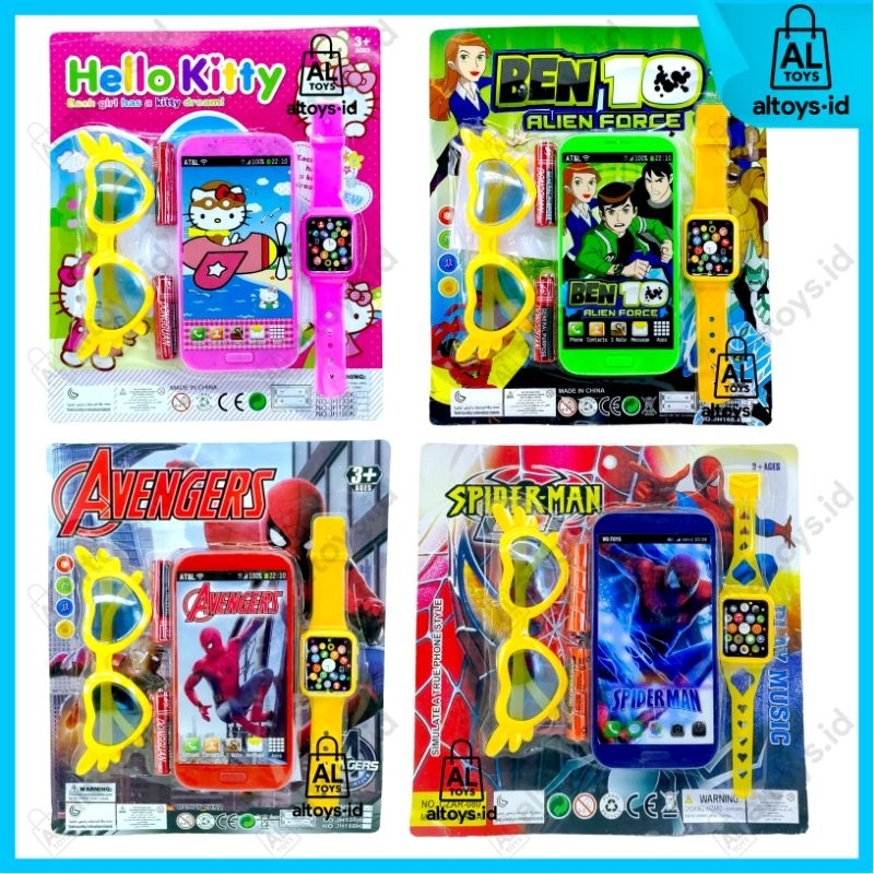 Jual MAINAN ANAK ANAK TELFON HP SMARTPHONE + ACECORISS KACAMATA & JAM ...