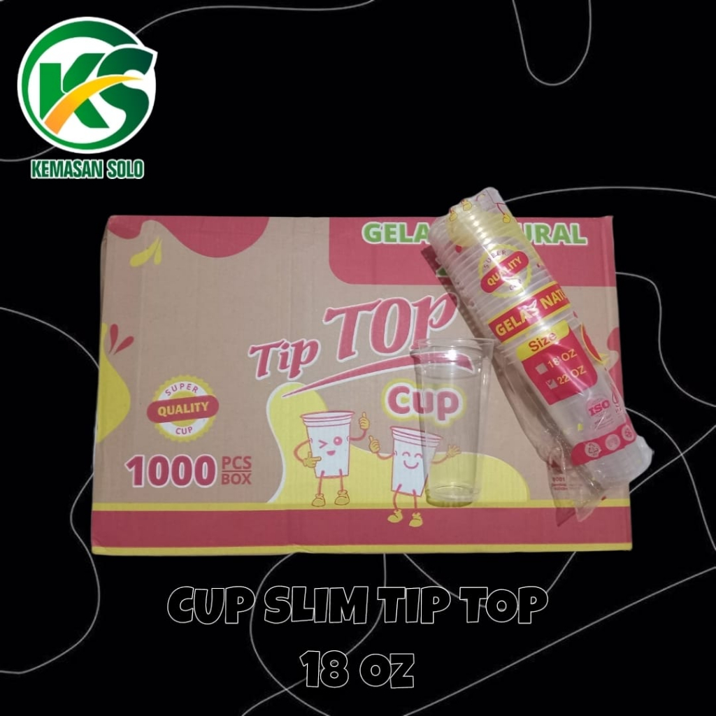 Jual Gelas plastik cup datar SLIM merk TIP TOP 18 oz 9 gr (DUS ...