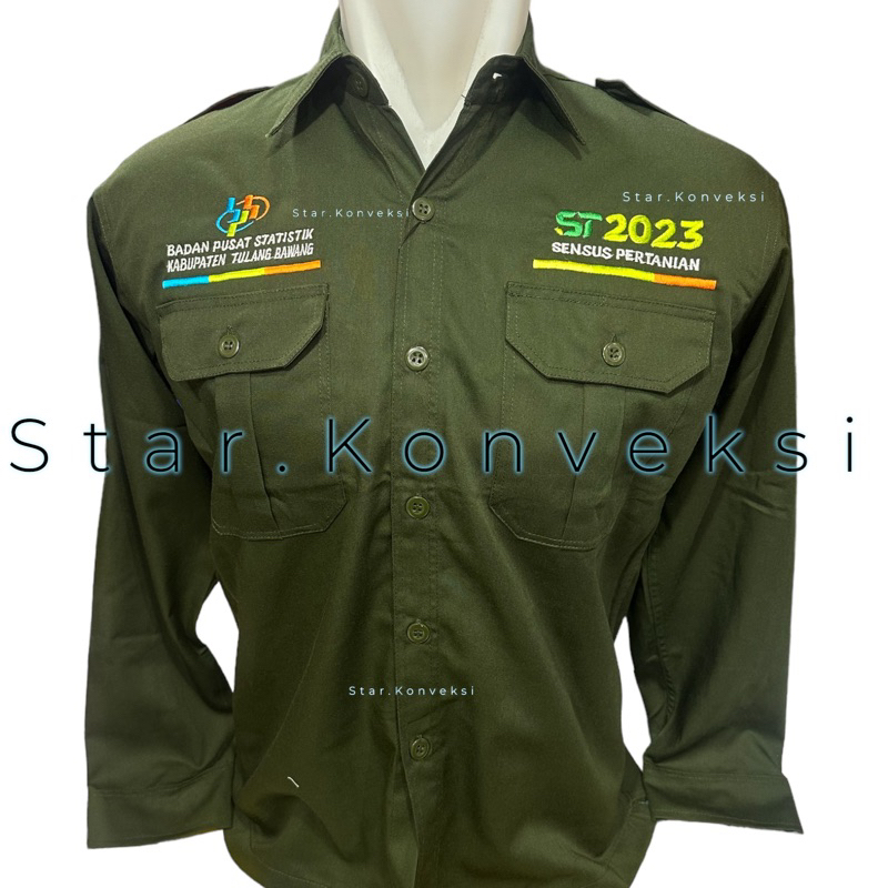 Jual Baju Seragam Kemeja BPS SENSUS PERTANIAN 2023 Full Bordir Harga Terjangkau Murah Meriah ...