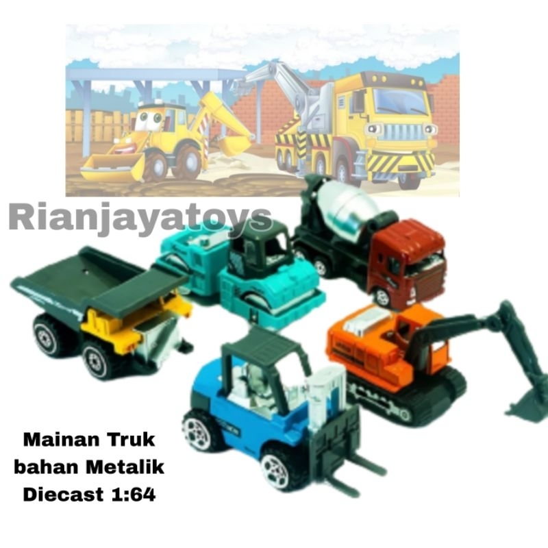 Jual Mainan Diecast Metal 1:64 Mobil Kontruksi Set isi 1pcs | Shopee ...