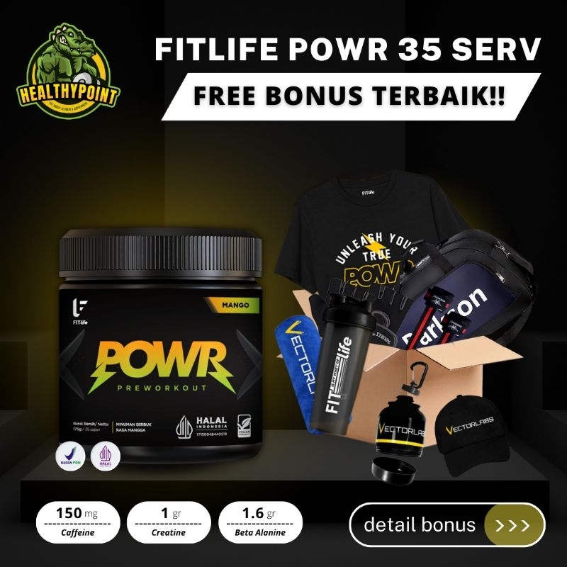 Jual Fitlife Powr 35 Serving Pre Workout Fitlife Power Pre-Workout ...