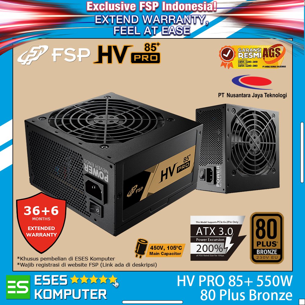 Jual PSU FSP HV PRO 85+ 550W 80 Plus Bronze - All Flat Black Cables ...