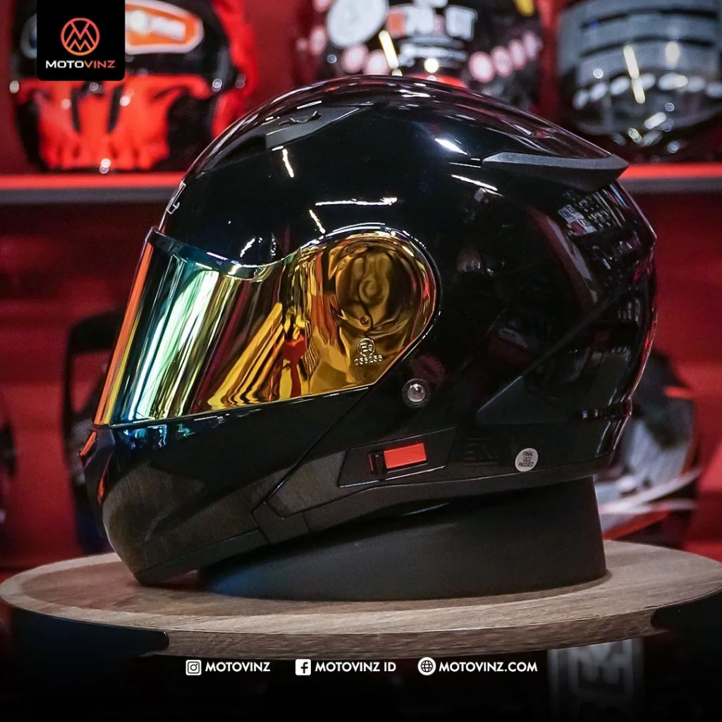 Jual Helm Modular Snail M1 Black or White All Visor Gold Varian ...