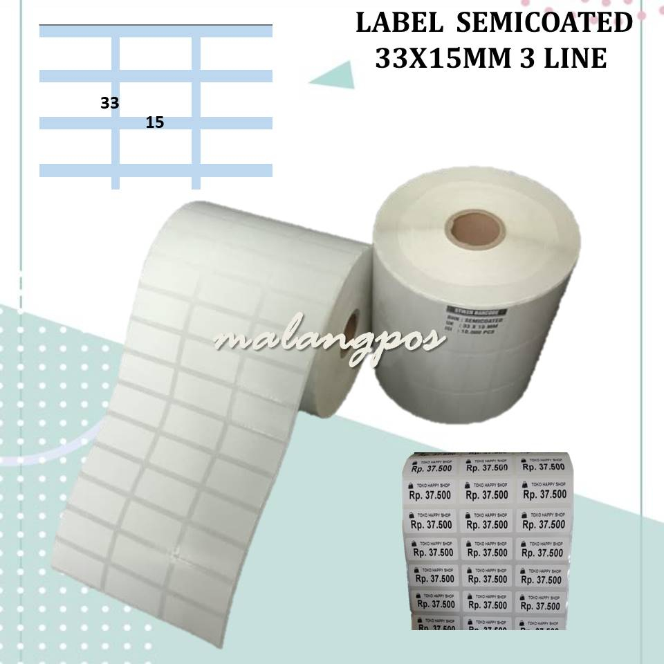 Jual Label Barcode Semicoat 33x15 3 Line GAP Isi 10.000 Face Out Kertas ...