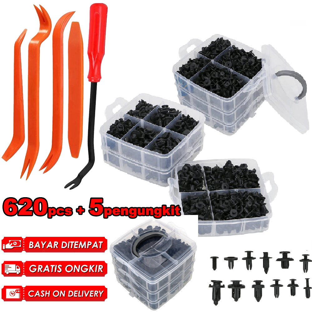 Jual Baut Rivet Mobil Universal Clip kancing 620 PCS plus 35 pcs baut ...