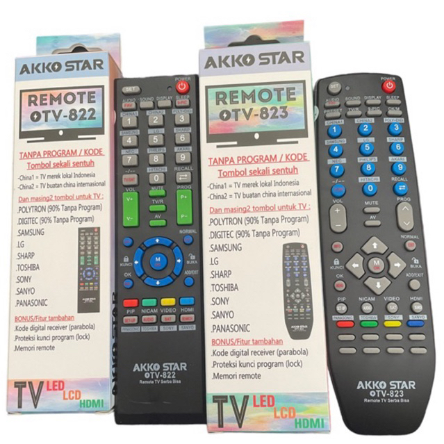 Jual REMOTE TV SERBA BISA LCD LED HDMI BERBAGAI MERK TANPA PROGRAM LANGSUNG PAKAI AKKOSTAR ...