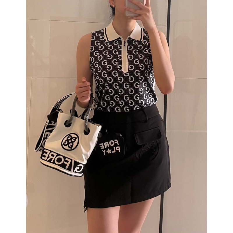 Jual gfore g/fore g4 logo all over ladies sleeveless top golf polo baju ...