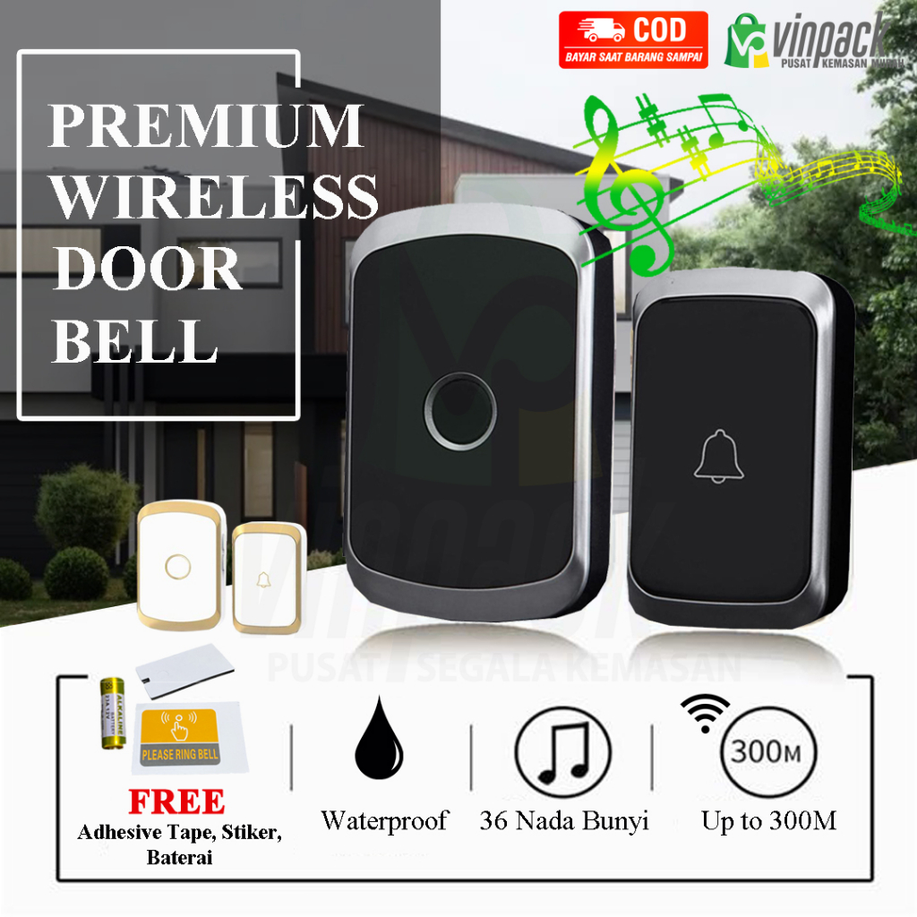 Jual Bel Rumah Tanpa Kabel Waterproof/ Bel Rumah Wireless Waterproof ...