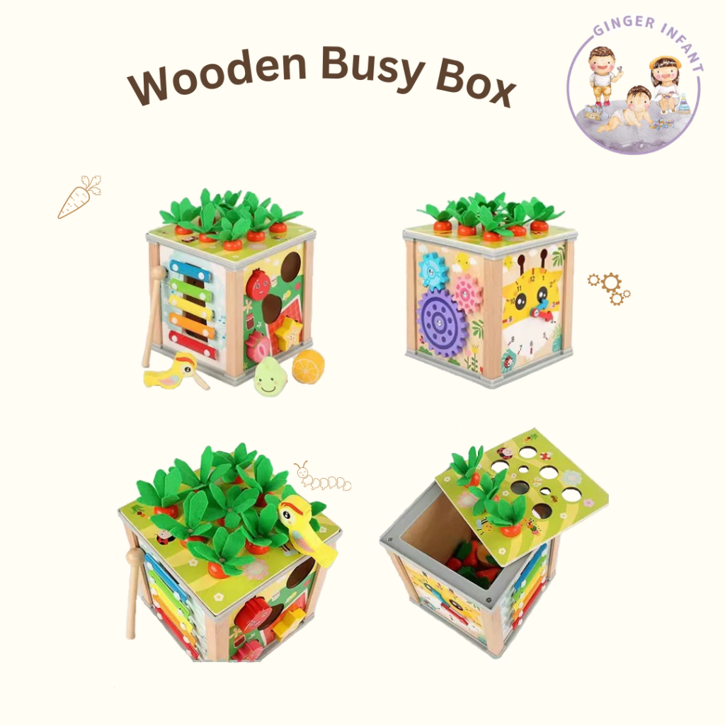 Jual wooden busy box mainan activity cube by gingerinfant | Shopee ...