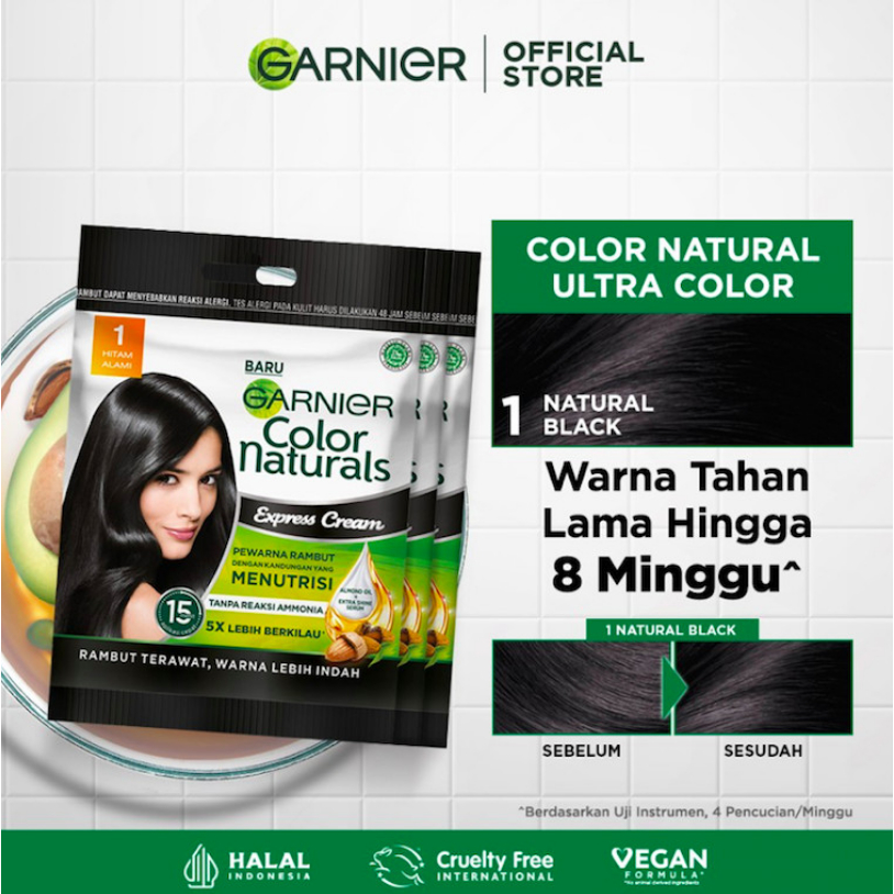 Jual Pewarna rambut Garnier Color Naturals 1 Sachet warna hitam alami ...