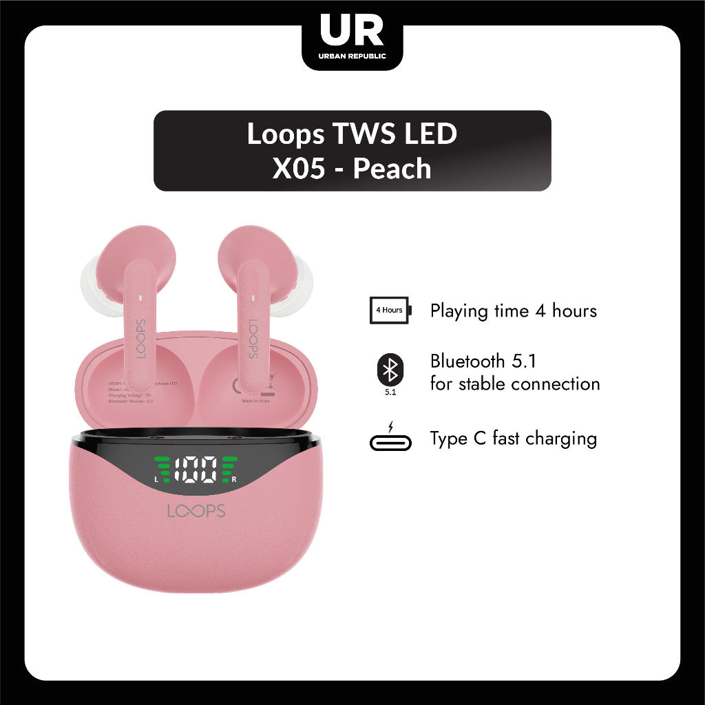 Jual Loops TWS LED X05 - Peach | Shopee Indonesia