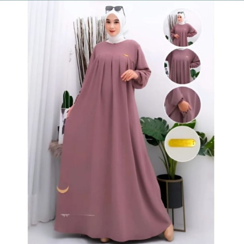 Jual Maryam Dress Gamis Premium Gamis Kancing Bahan Crinkle Airflow ...