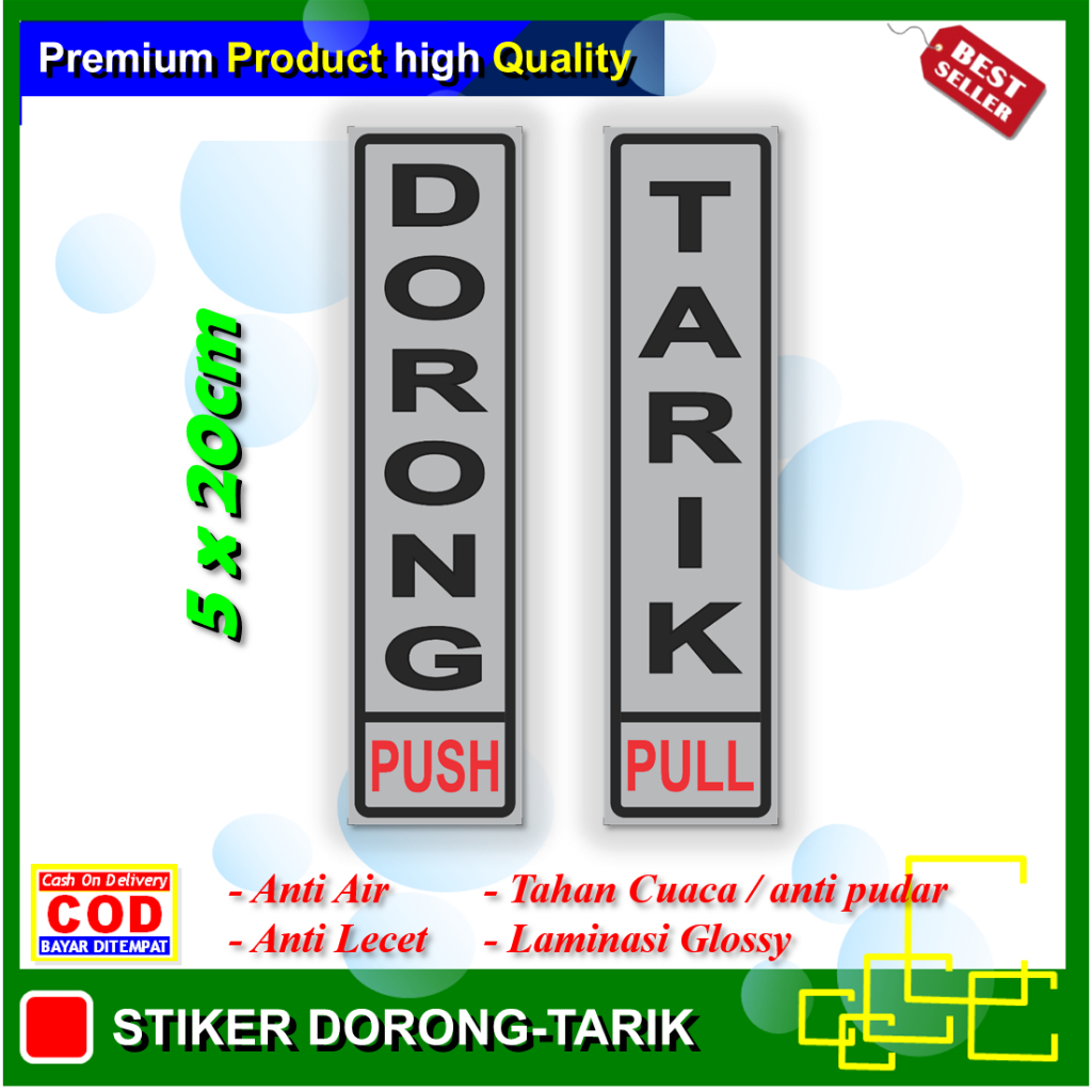 Jual Sticker PUSH PULL/stiker dorong tarik/gambar pintu/arah buka ...