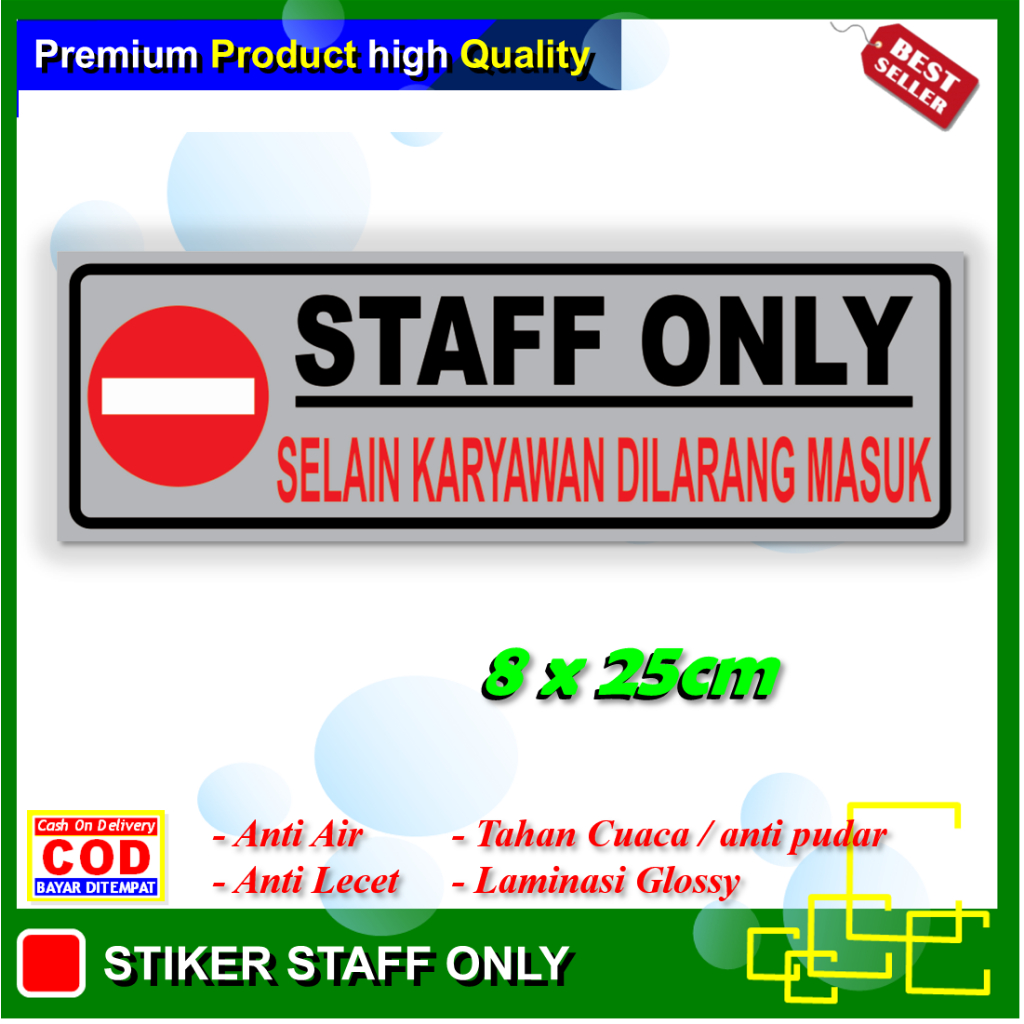 Jual Stiker staff only sticker kantor office | Shopee Indonesia
