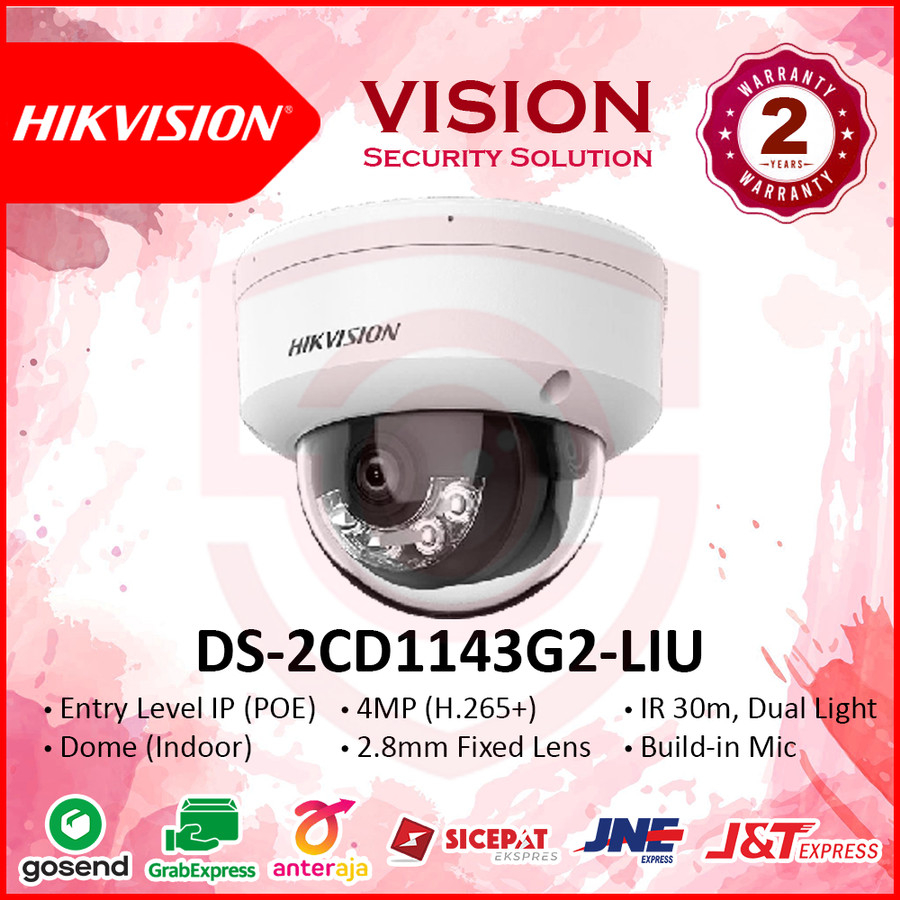 Jual Kamera CCTV IP Hikvision Indoor Dome 4MP DS-2CD1143G2-LIU Audio | Shopee Indonesia