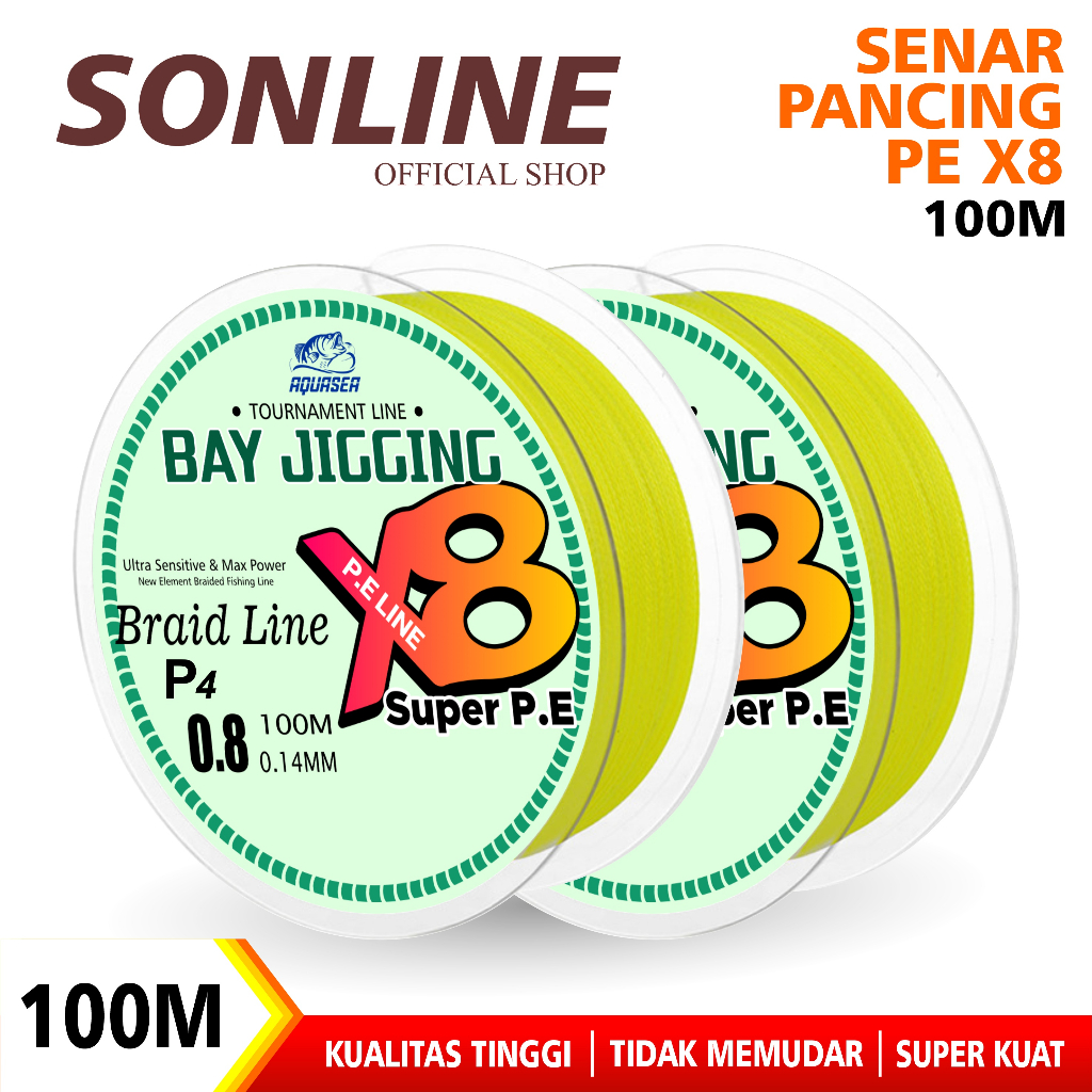 Jual SONLINE - Senar Pancing PE Warna Kuning 100M PE Fishing Line ...