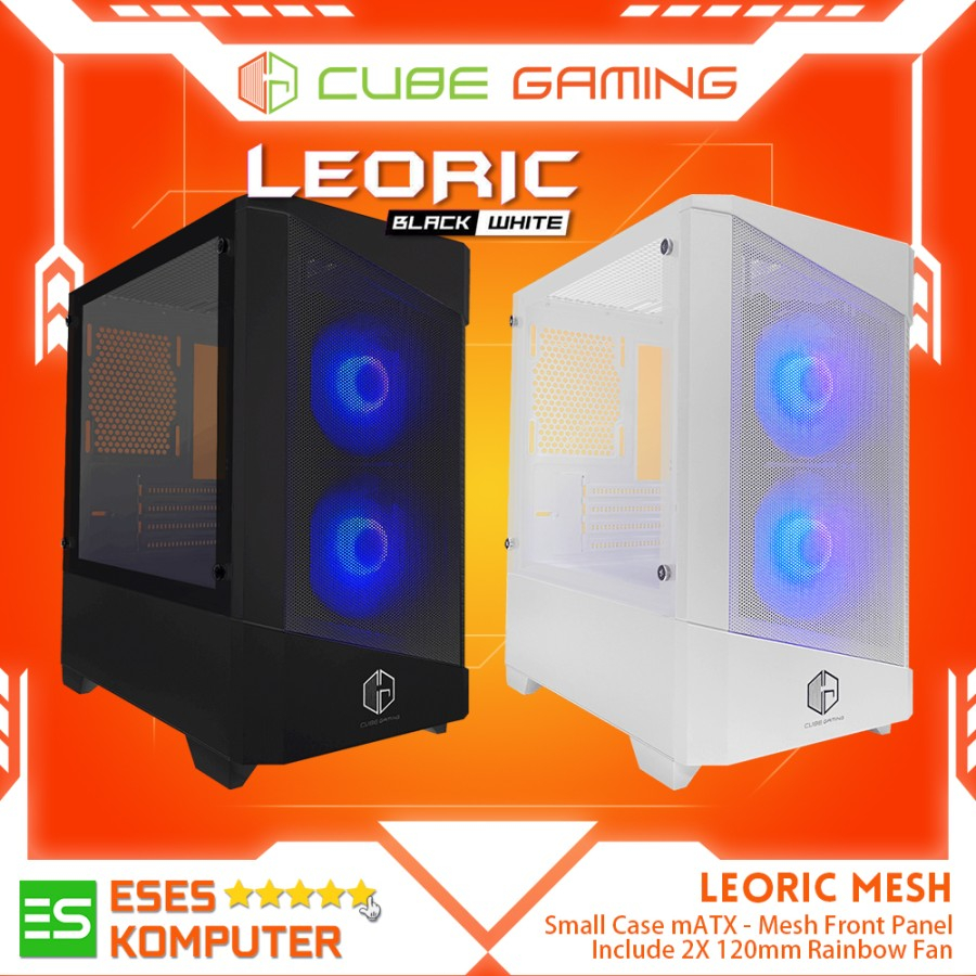 Jual Case CUBE GAMING LEORIC MESH | MATX | 2X RAINBOW FAN | Shopee ...