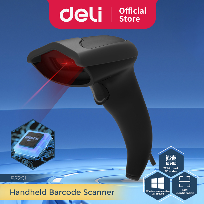 Jual Deli Barcode Scanner 1D Cepat dan Akurat ES2XX | Shopee Indonesia