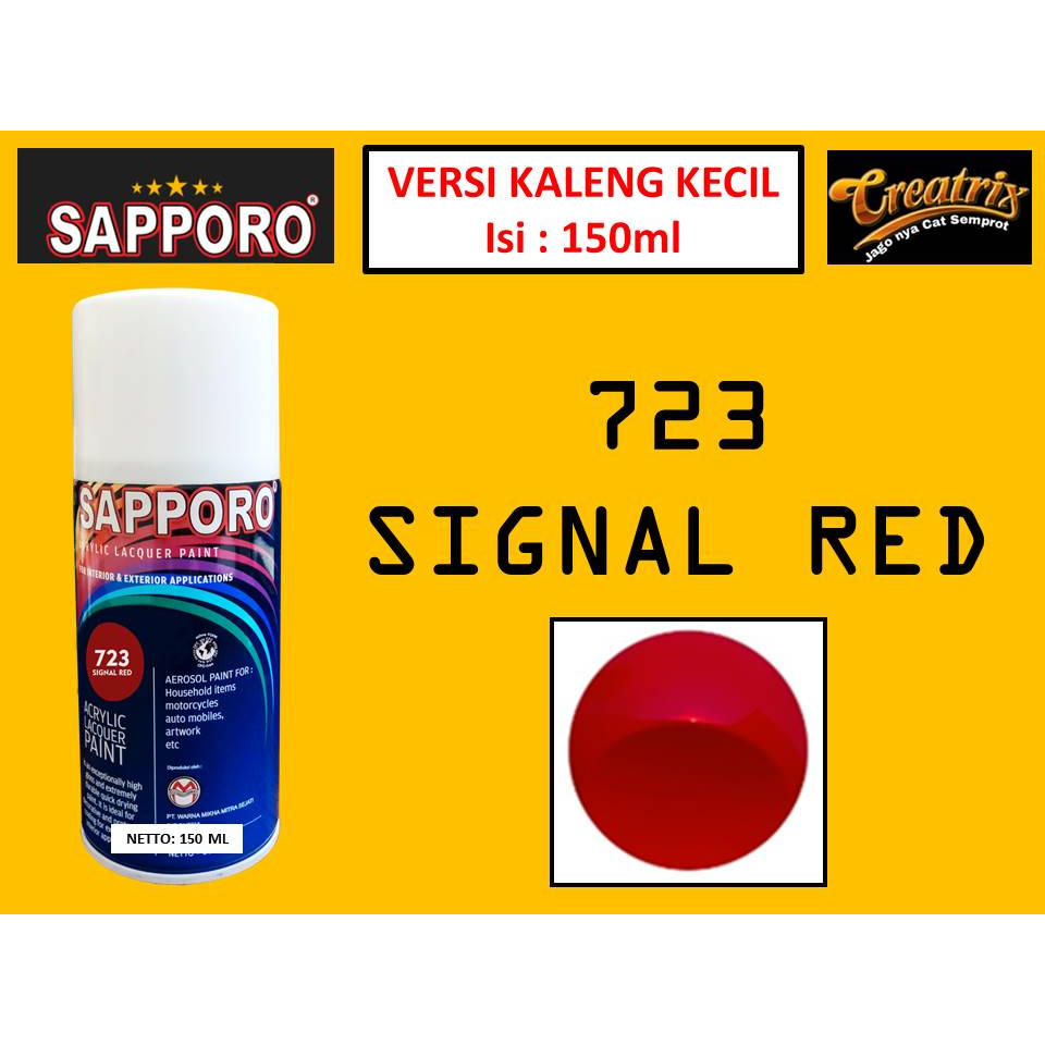 Jual Sapporo Paint Signal Red 723 / Merah / cat semprot / pylox / 150ml ...