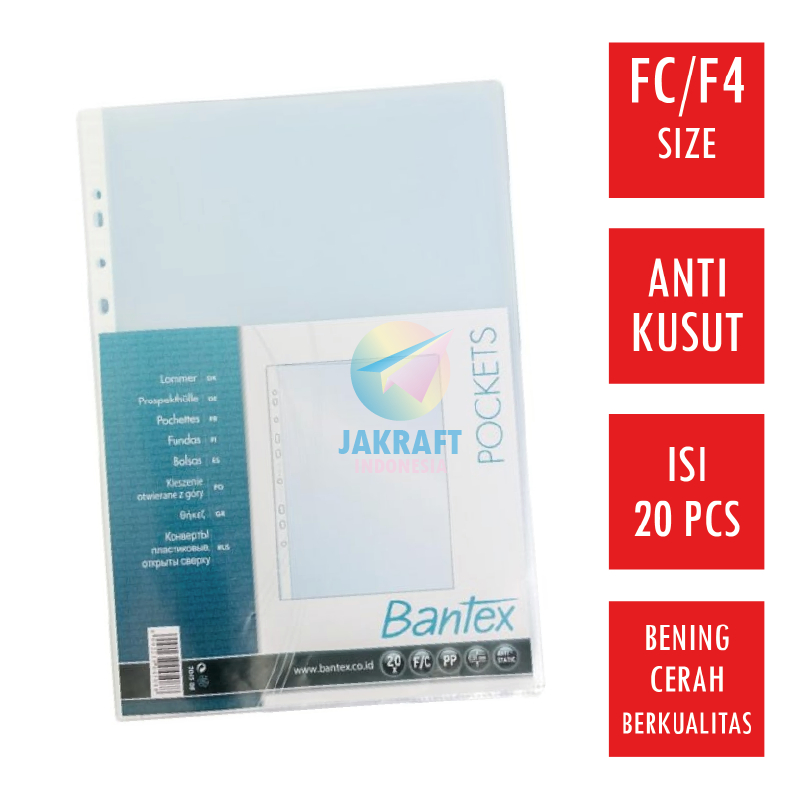 Jual (20 Pcs) Sheet Protector BANTEX PP Pocket 8843-08 F4 / FC / Folio ...