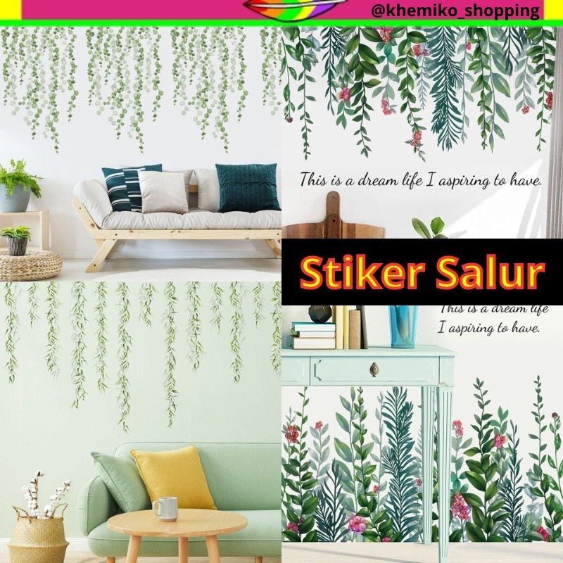 Jual WALL STIKER SETIKER STICKER DINDING SALUR SULUR JUNTAI RAMBAT DAUN HIJAU POHON WALLPAPER ...