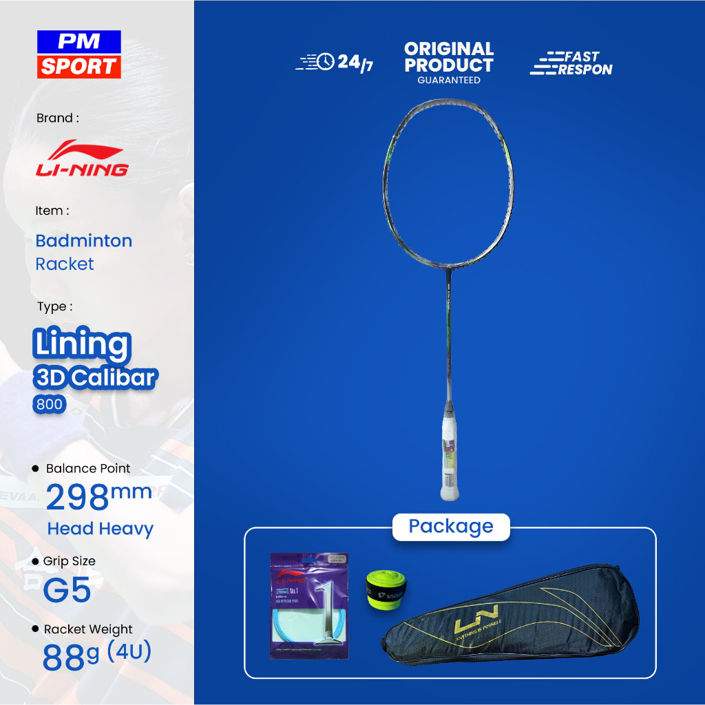 Jual RAKET BADMINTON / BULUTANGKIS LINING 3D CALIBAR 800 | Shopee Indonesia