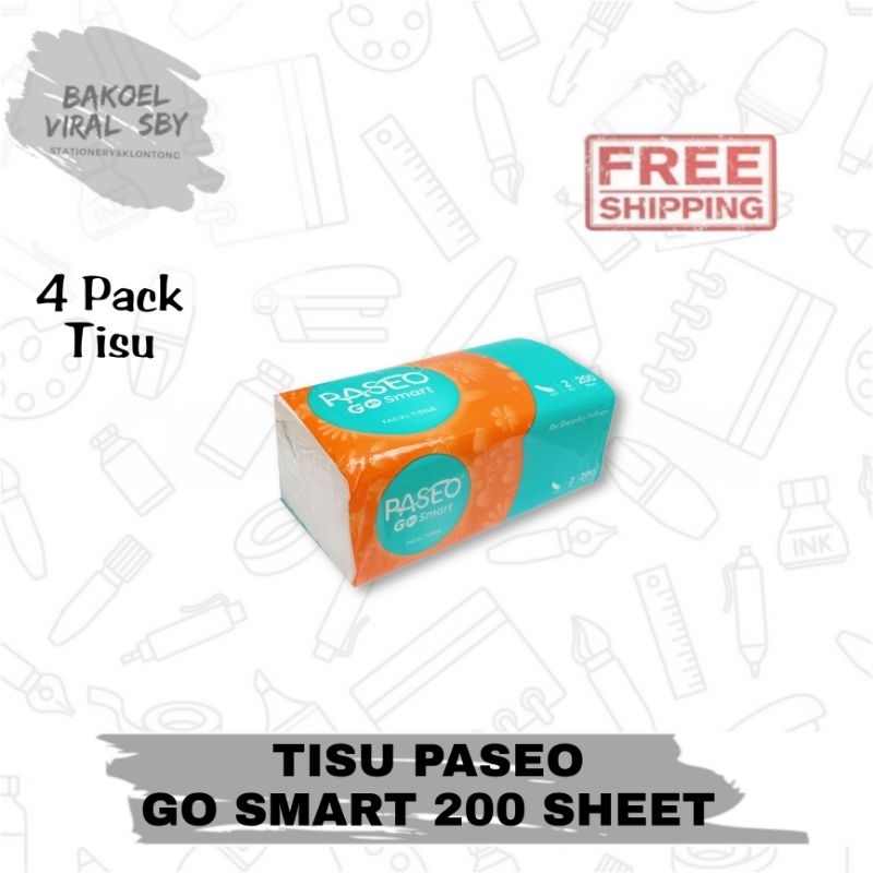 Jual Tisu Paseo Go Smart 200 Sheet 2ply (4 pack) | Shopee Indonesia