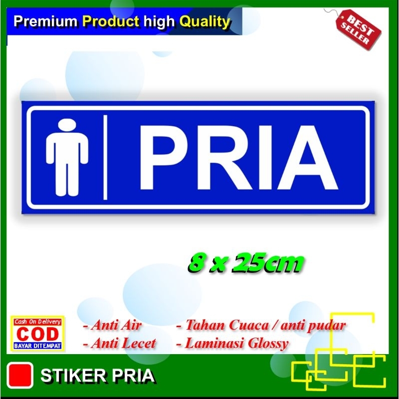 Jual Stiker pria petunjuk ruangan sticker petunjuk kamar mandi umum ...
