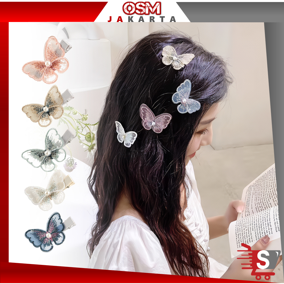 Jual OSM JKT F5842 Jepit Rambut Korea Kupu Kupu / Jepit Rambut Cantik ...