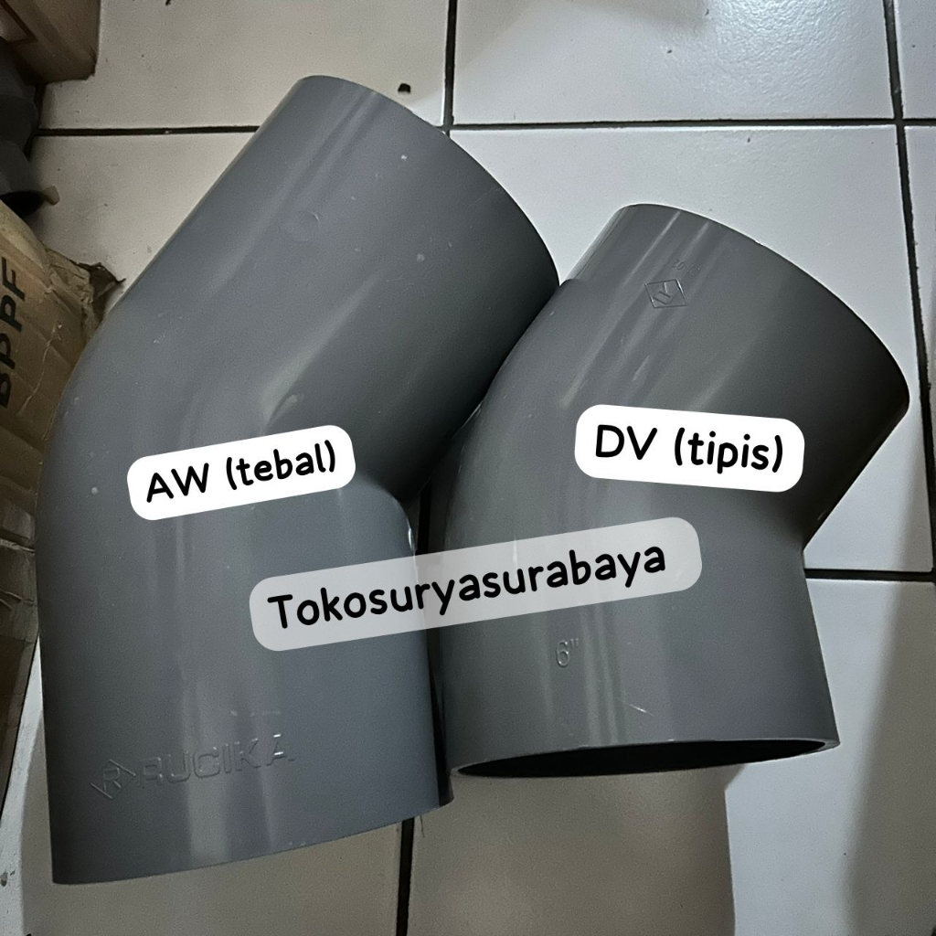 Jual RUCIKA keni 6" 45 derajat KNEE PVC 45 DERAJAT RUCIKA AW TEBAL 6 INCI / ELBOW KENI PVC 45 ...