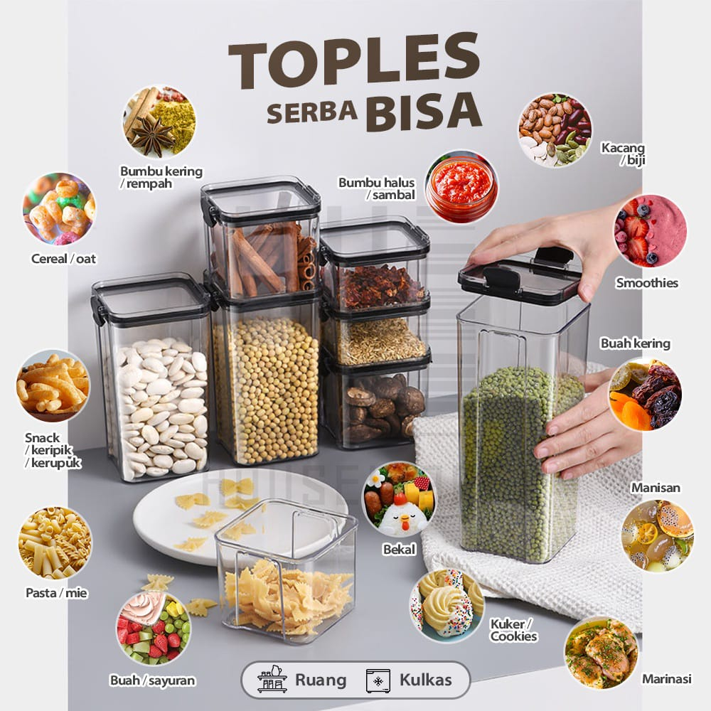 Jual Toples Plastik TRI J Kotak Bening Penyimpanan Cereal Kontainer ...