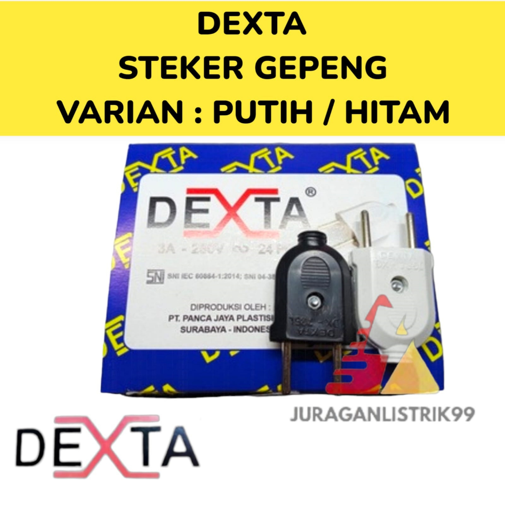 Jual Steker Gepeng 1 Phase Hitam DEXTA Standar SNI Colokan Listrik ...