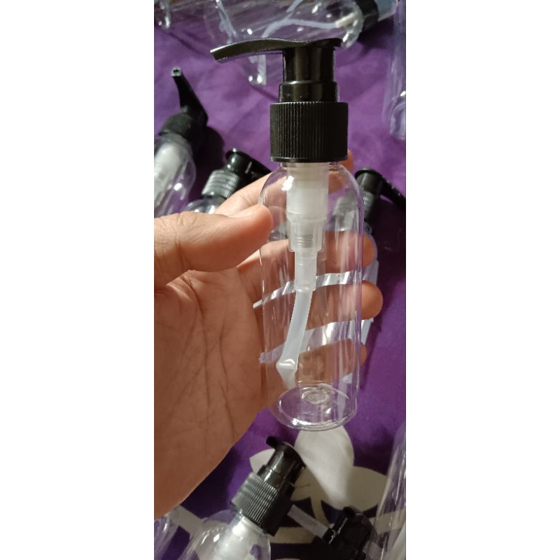 Jual botol 100 ml pump lotion plastik tutup hitam botol bening | Shopee Indonesia