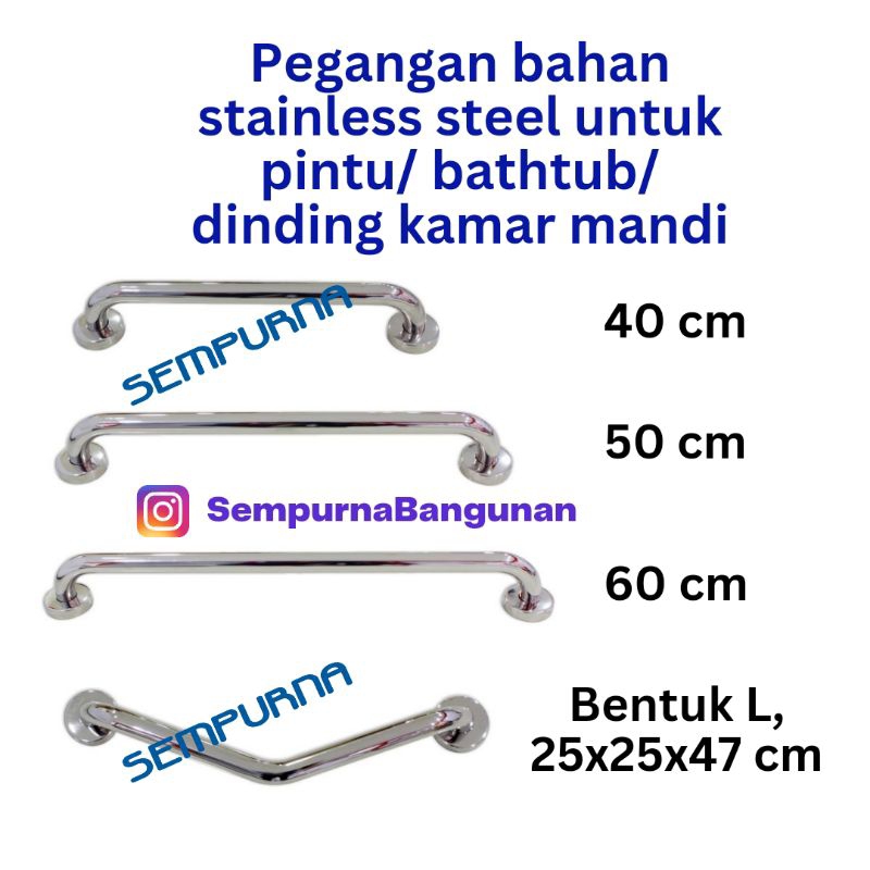 Jual Pull handle stainless steel pegangan pintu / bathtub / kamar mandi ...