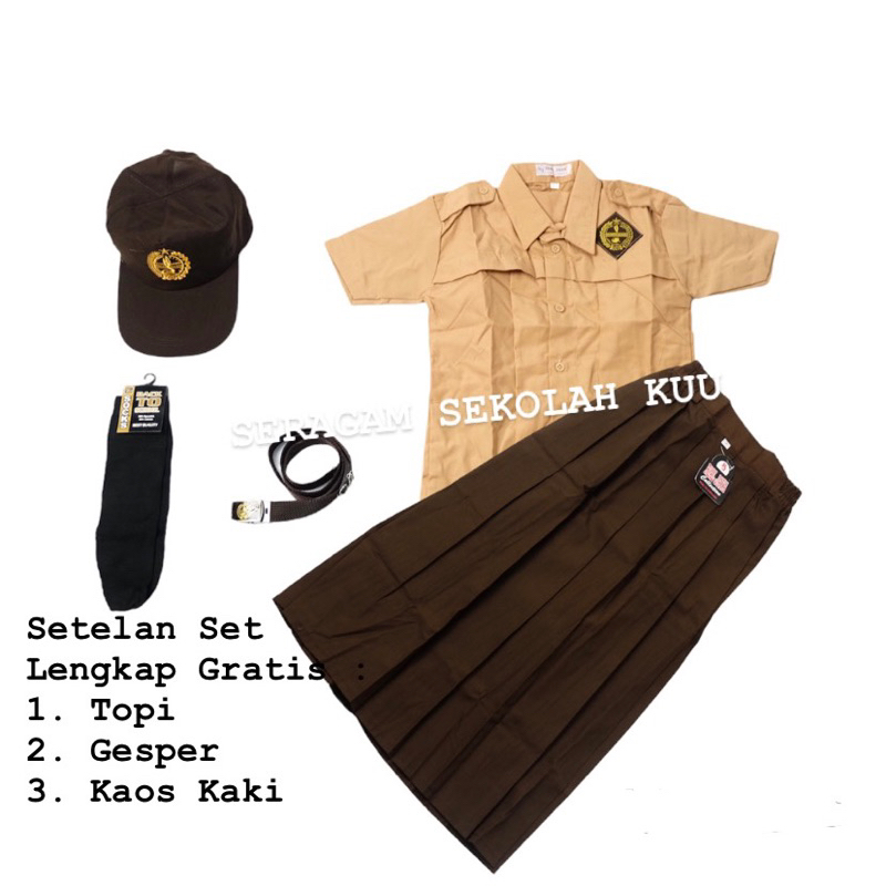 Jual Setelan Super Lengkap Pramuka Penggalang PEREMPUAN Seragam Sekolah SD BAJU PENDEK ROK ...