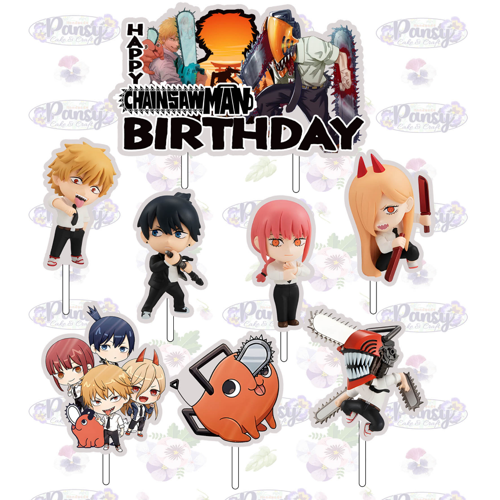Jual Cake topper / cupcake topper Chainsaw Man + banner Birthday ...
