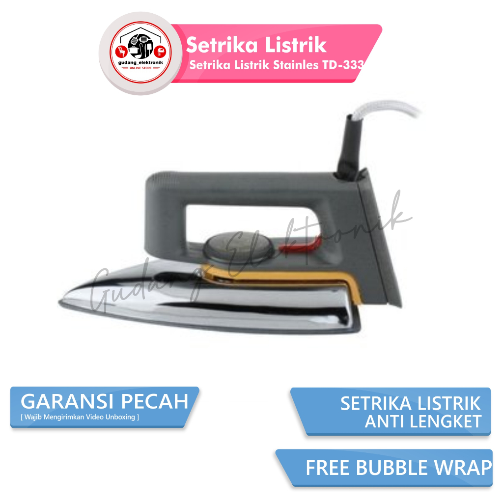 Jual Setrika Listrik Stainles Setrika Listrik Plastik TD-666 OM-333S ...