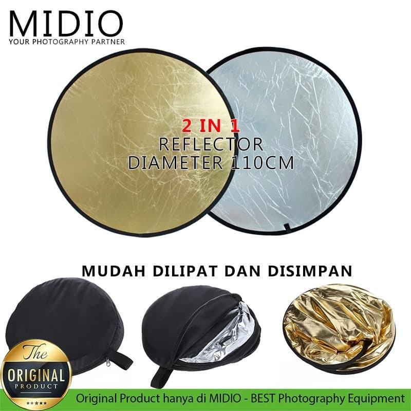 Jual Reflektor Studio Foto 2in1 Midio Ukuran 110 Gold Dan SIlver ...