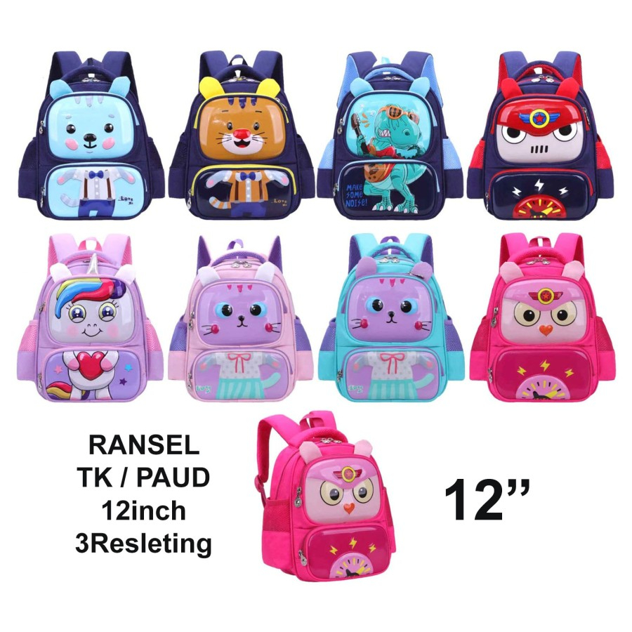Jual TAS RANSEL ANAK SEKOLAH TK / PAUD GAMBAR ANIMAL CAT DINO IMPORT 12 ...