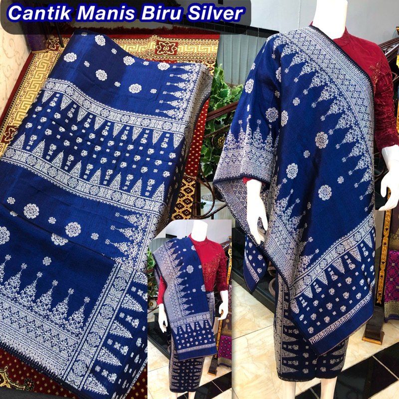 Jual TERLARIS Songket Cantik Manis Exclusive Biru Silver/Songket Tenun Palembang asli Tenun ...