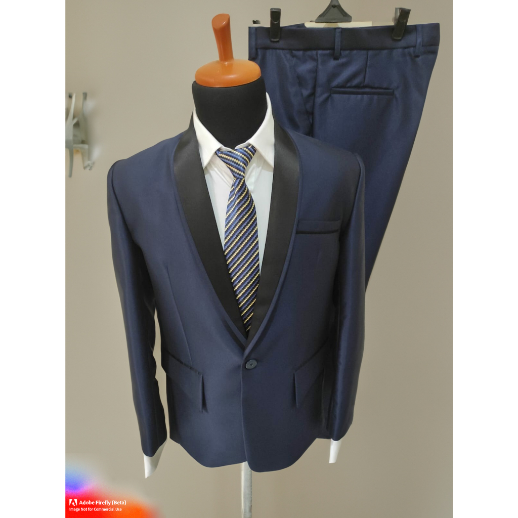 Jual SETELAN JAS TUXEDO Biru dongker semi woll kilap jas wedding jas ...