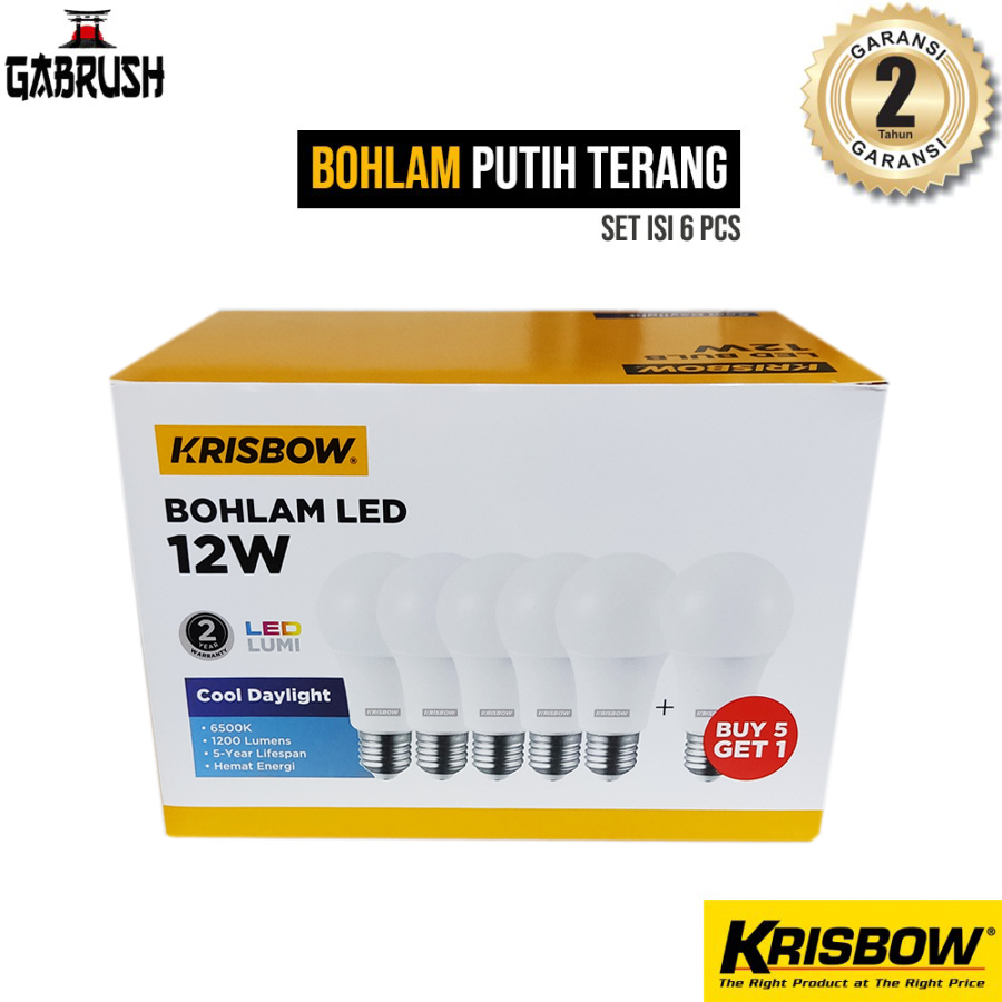 Jual Bohlam Krisbow 12W Putih Terang Set 6 PCS Lampu LED 12 Watt | Shopee Indonesia