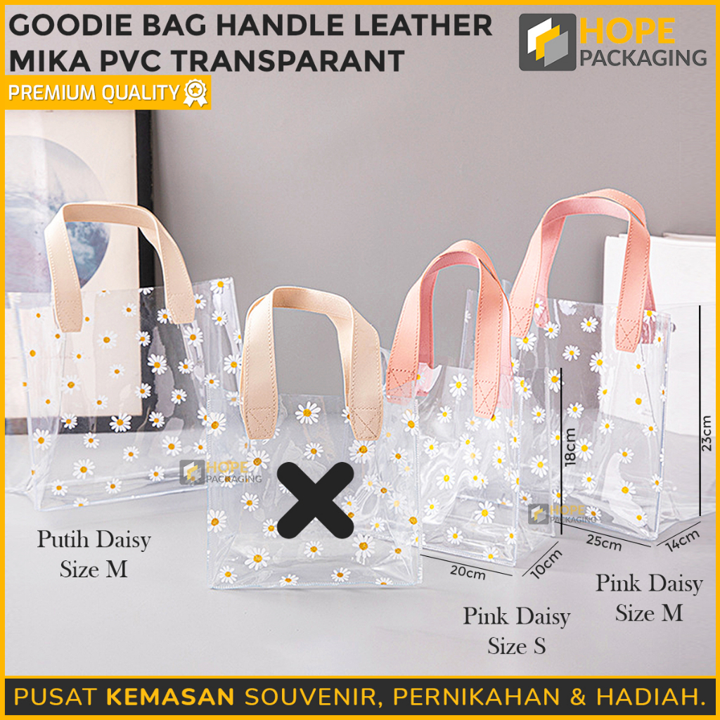 Jual Tas Tote Bag PVC / Goodie Bag Handle Leather Mika Transparant ...