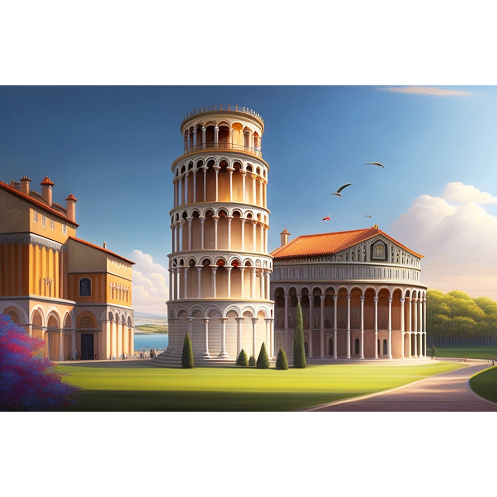 Jual Lukisan Terbaru: Menara Pisa di Italia dengan Background Biru ...