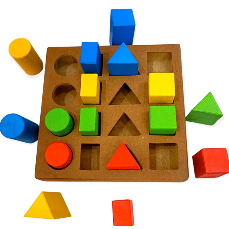 Jual PUZZLE MENARA GEOMETRI BERTINGKAT / Belajar bentuk, warna ...