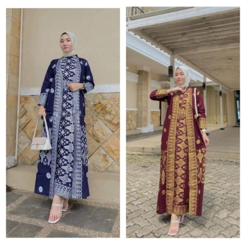 Jual set songket model jubah/seragam keluarga/baju couple | Shopee ...